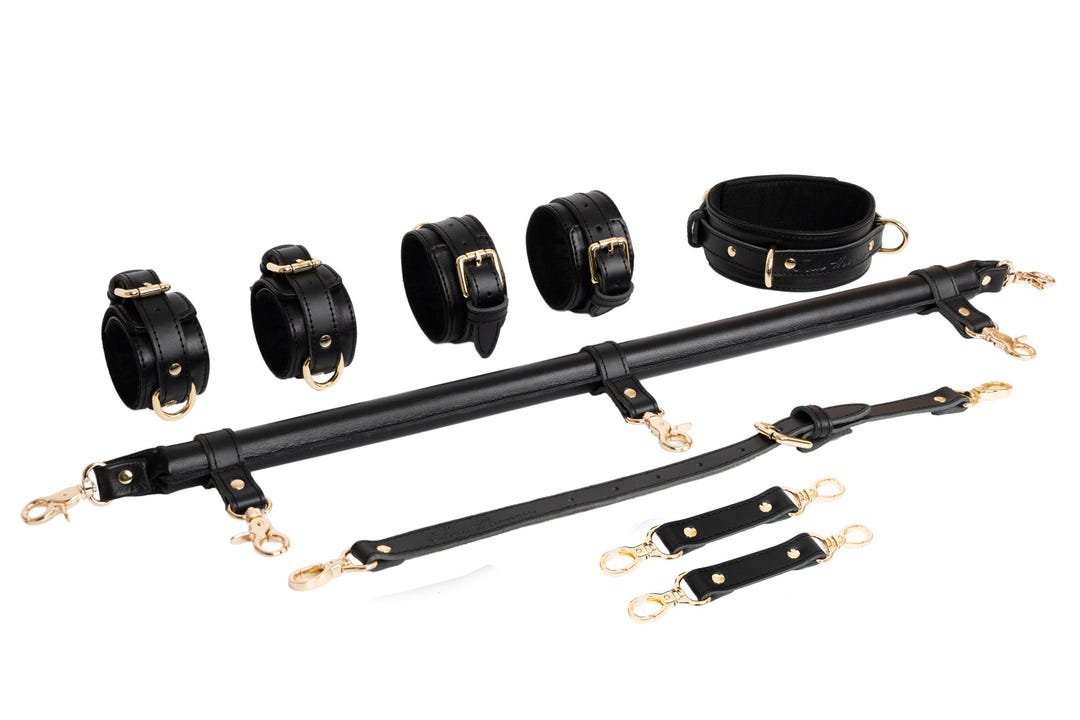 5-point Leather Spreader Bar Set – Full Body Bondage Kit With Cuffs ...