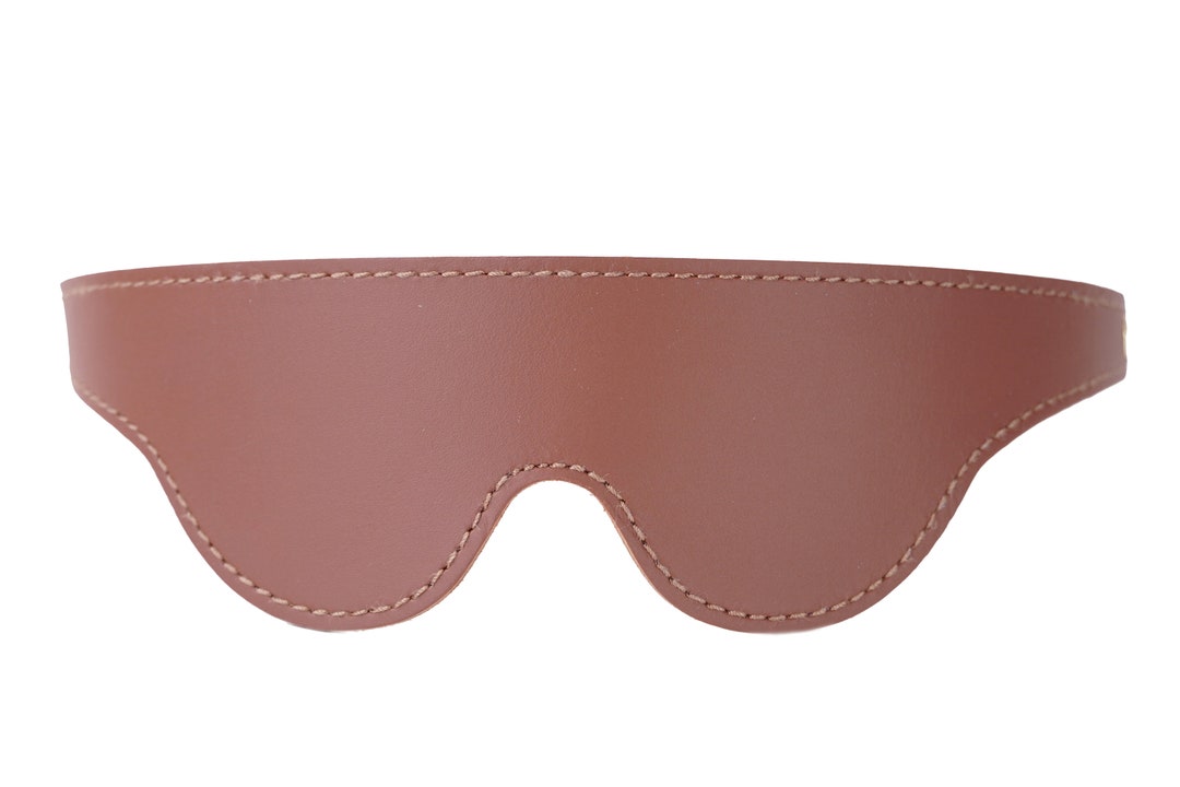 Brown Leather BDSM Blindfold – Eye Mask for Submissive – Adjustable ...