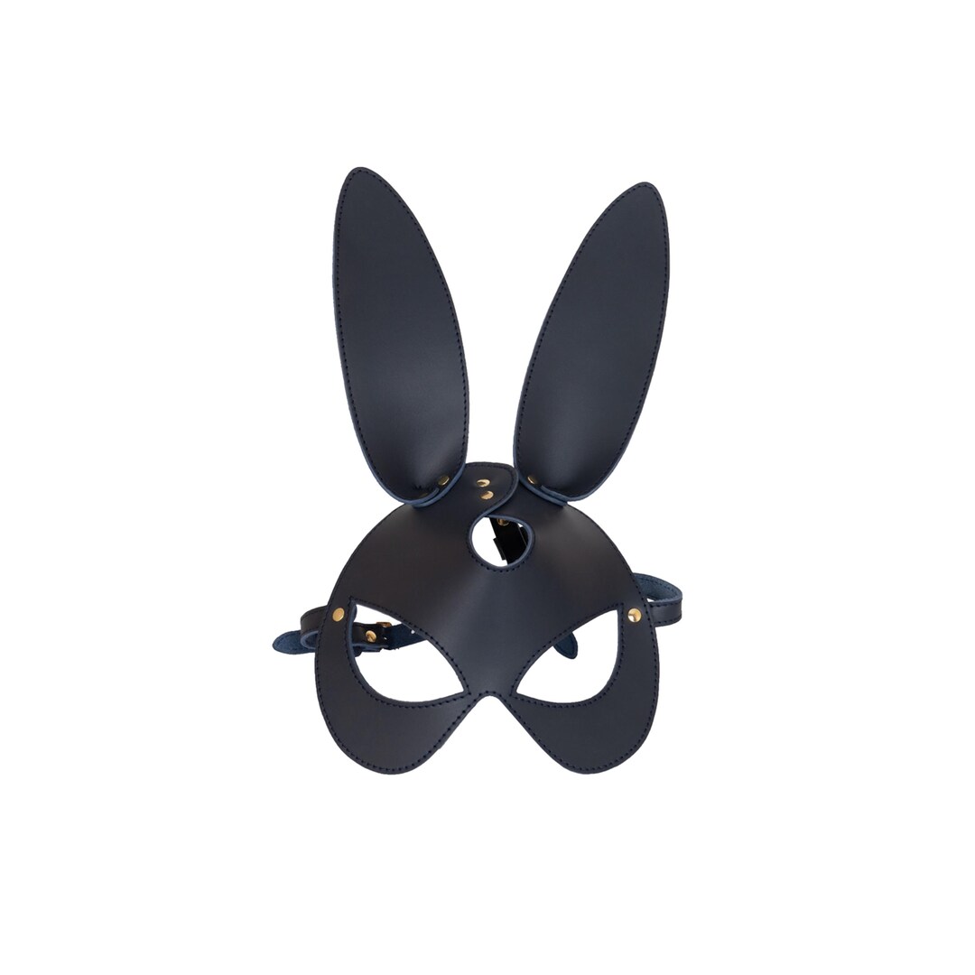 Bunny Mask Dark Blue, Leather Bunny Face Mask, Rabbit Mask for Role ...