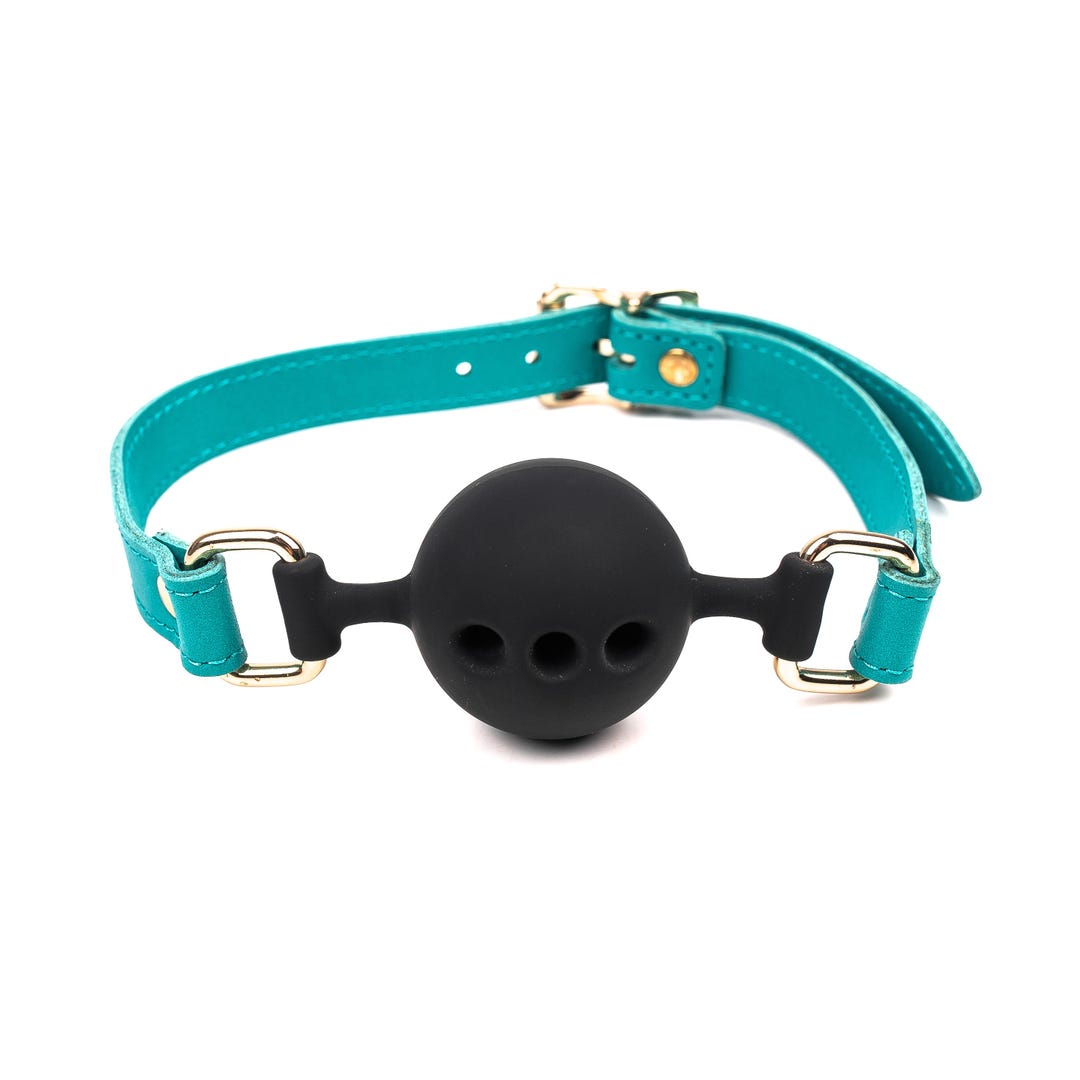 Leather Mouth Restraint With Silicone Ball, Turquoise CRAZY HORSE ...