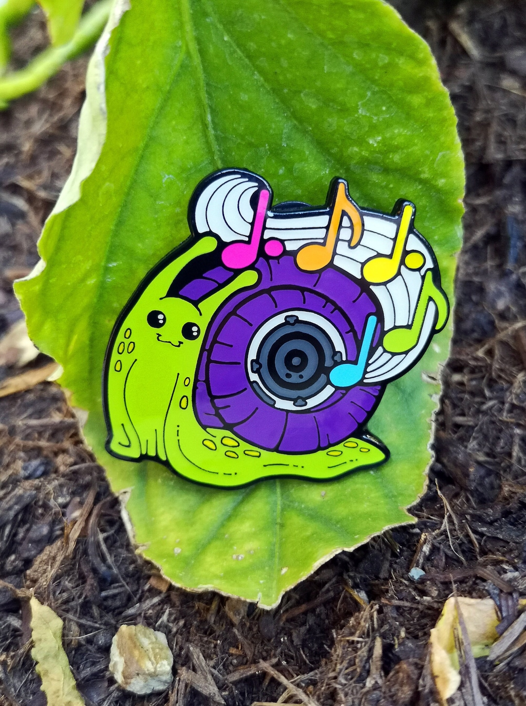 Sound Snail Soft Enamel Pin | Music Mollusk Cute Colorful | + Sticker ...