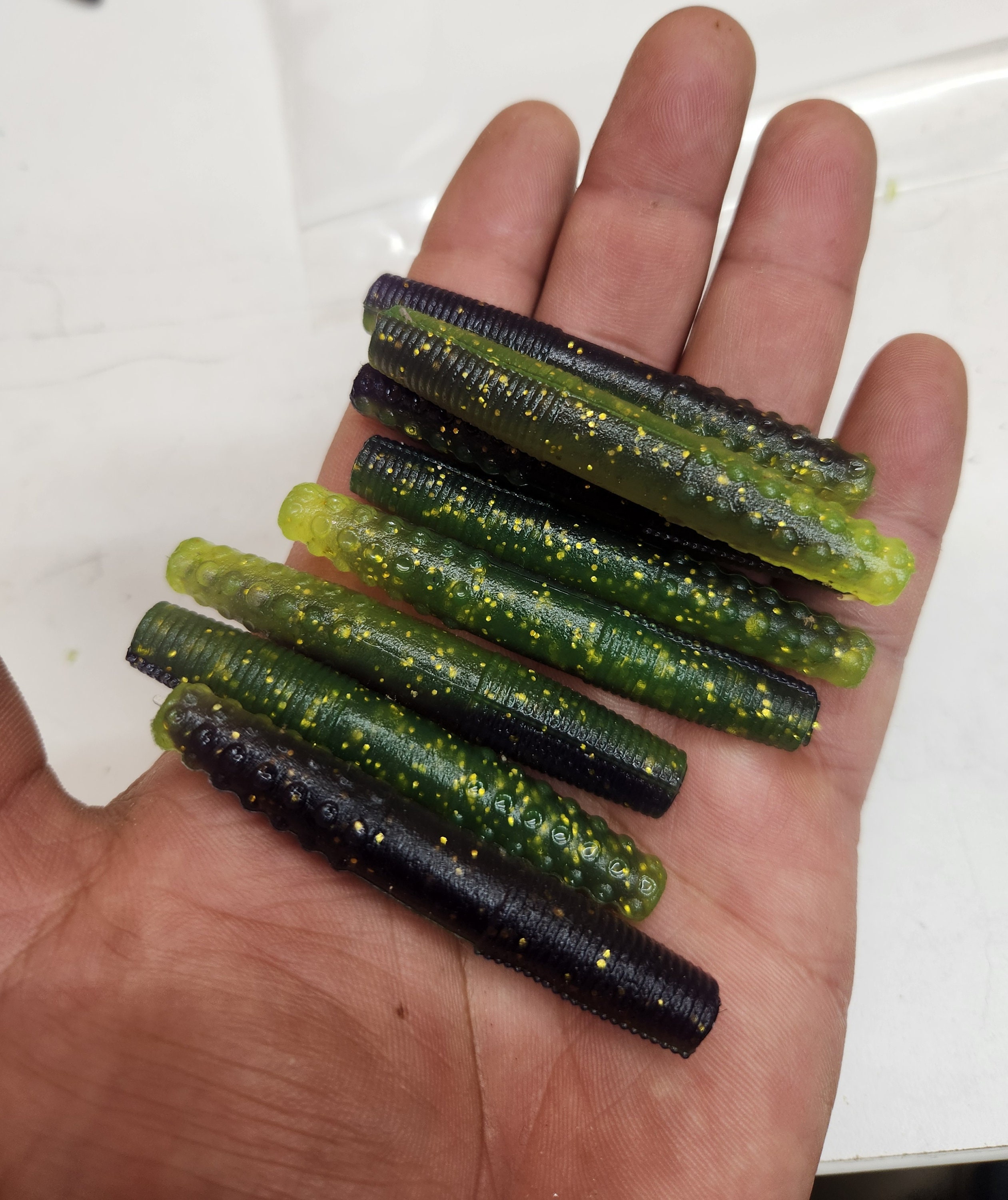 2.7" Ned Worms Laminated Black Bass Color Limited Run (8 Pack) - Etsy