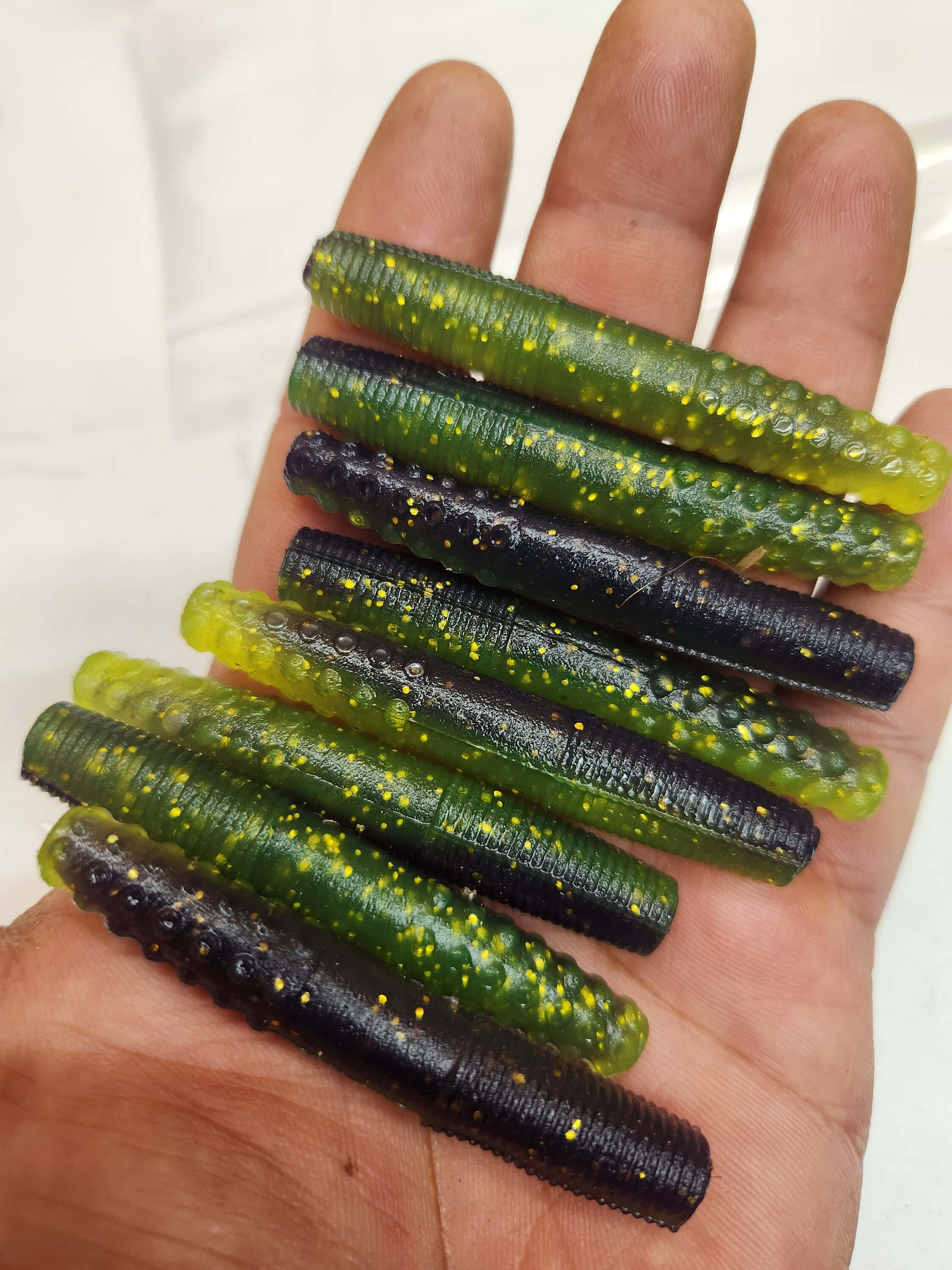 2.7" Ned Worms Laminated Black Bass Color Limited Run (8 Pack) - Etsy