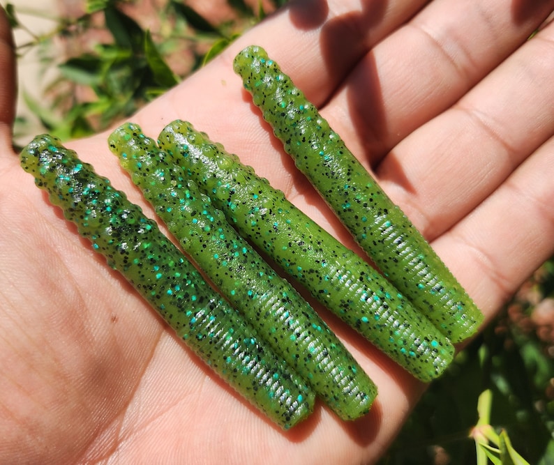 2.7" Ned Worms Bass Magnet Mustard Color (8 Pack) - Etsy