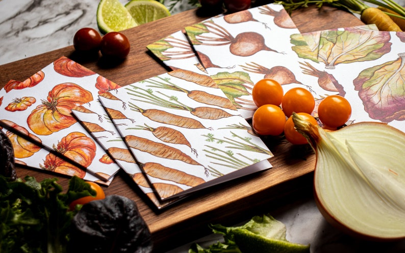 Set of 8 Heirloom Vegetables Note Card - Etsy