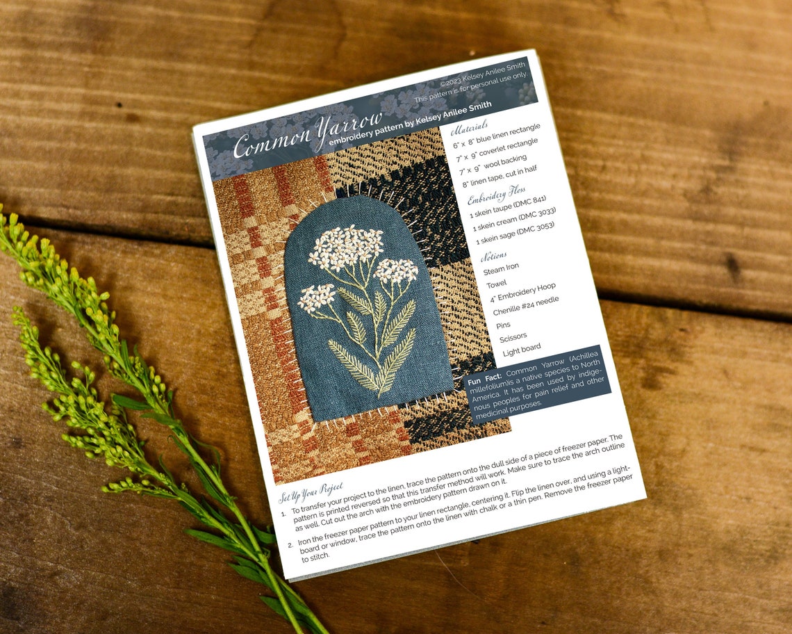 Common Yarrow Embroidery Pattern - Etsy