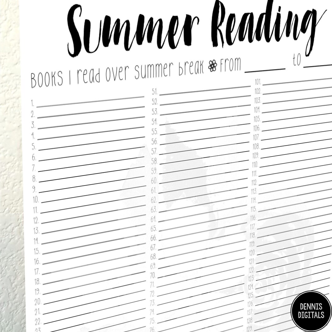 Summer Reading Book List Chart Black And White Large 36x48 Etsy summer-reading-book-list-chart-black-and-white-large-36x48-etsy