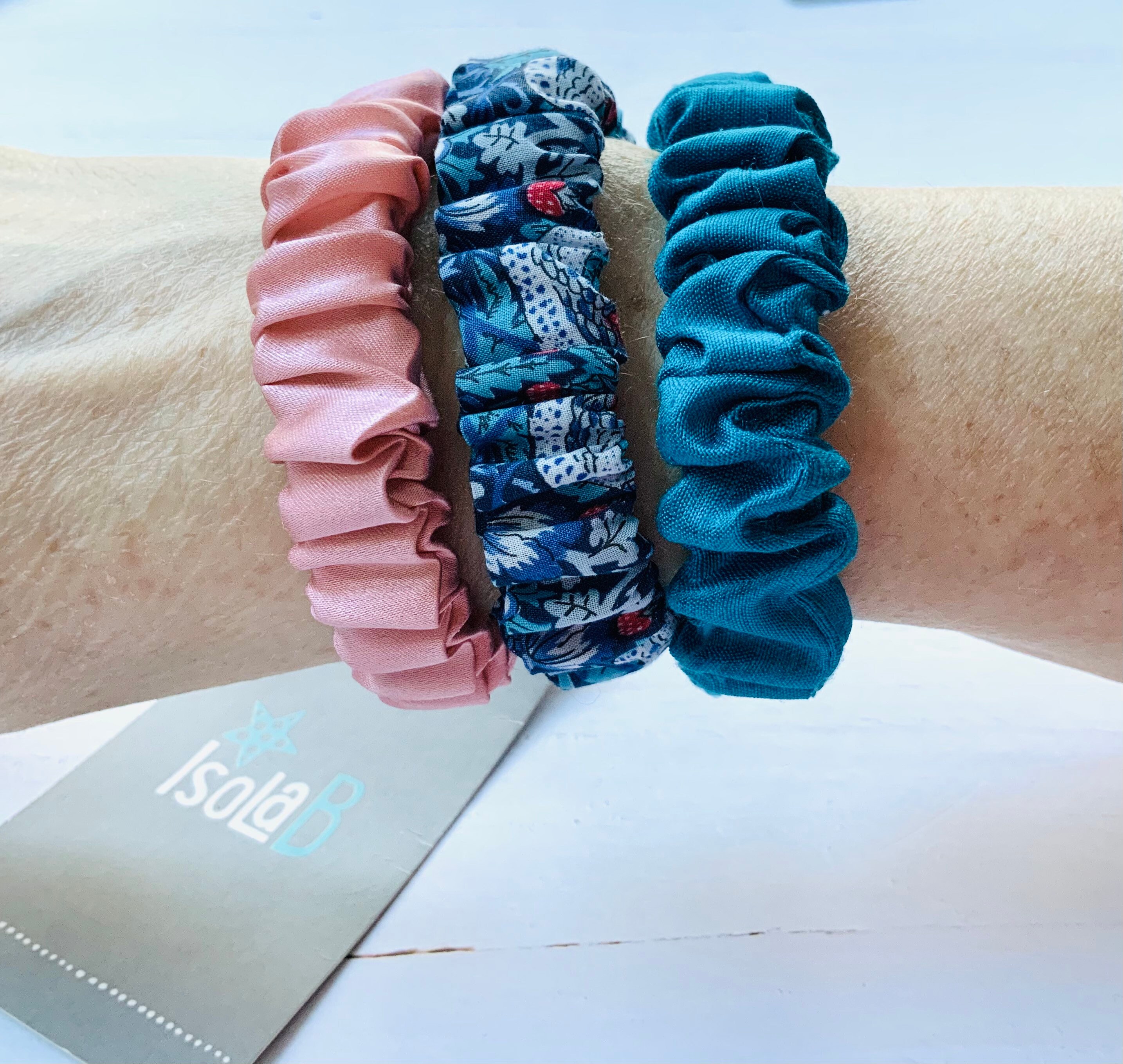 Liberty print skinny Scrunchi hair tie set with mulberry | Etsy