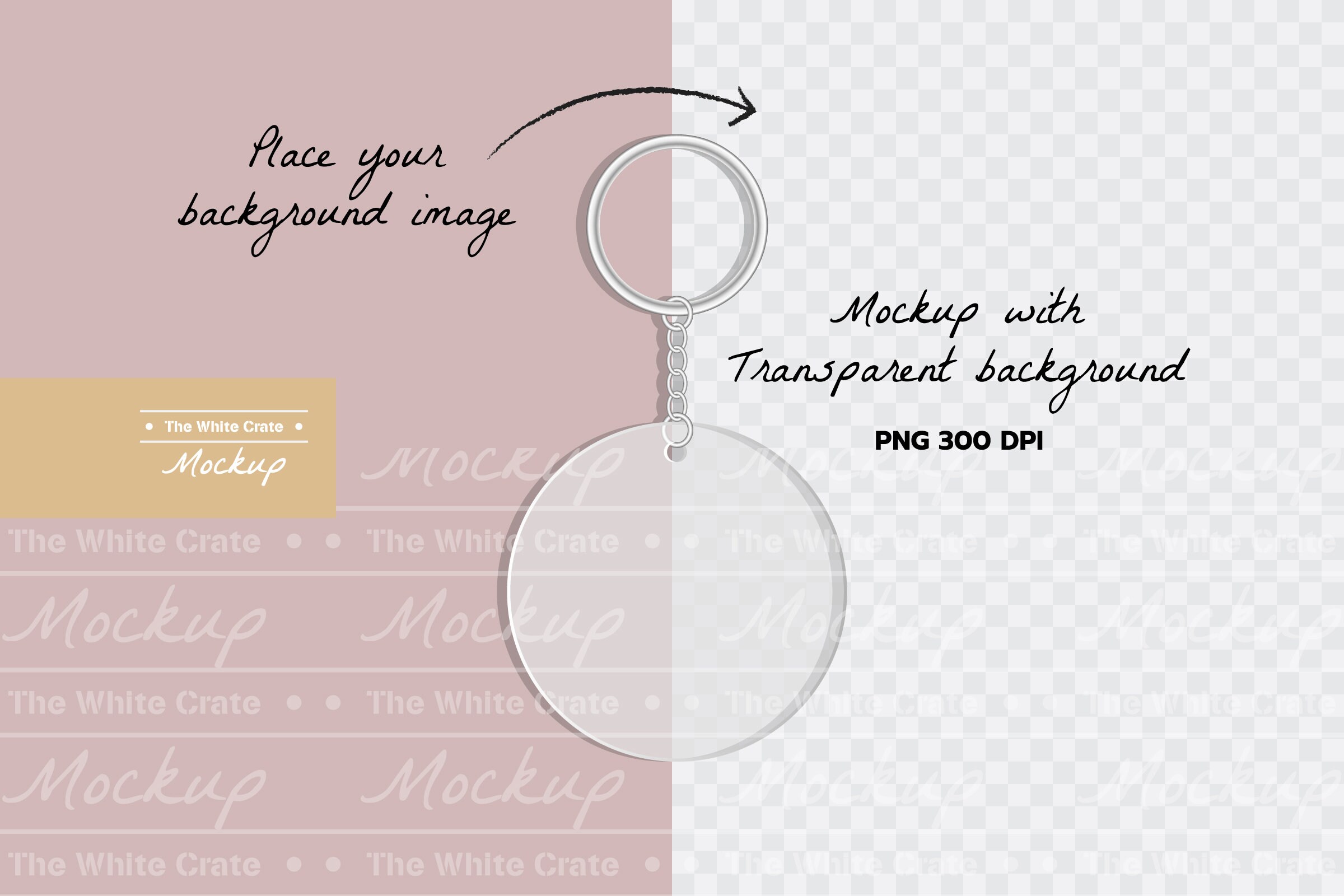 Round Transparent Acrylic Keychain With Silver Ring Mockup Template ...