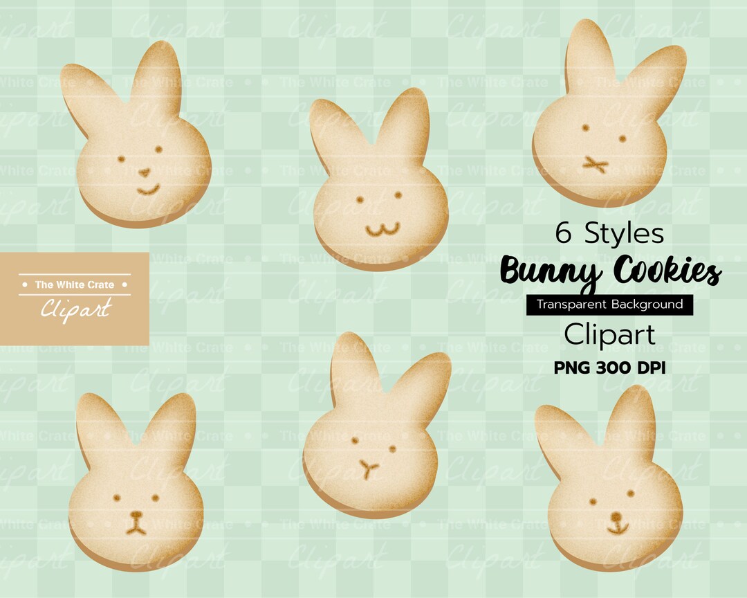 6 Styles Easter Bunny Face Cookies Clipart Easter Rabbit - Etsy