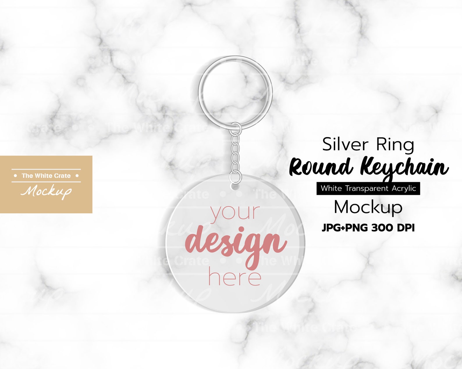 Round Transparent Acrylic Keychain With Silver Ring Mockup | Etsy