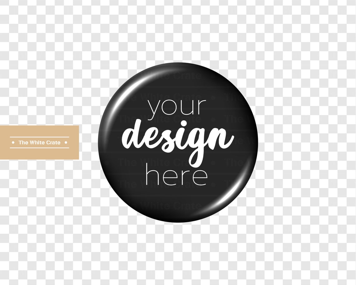 Black Badge Mockup. Isolated Round Badge Button Brooch. Realistic Black ...