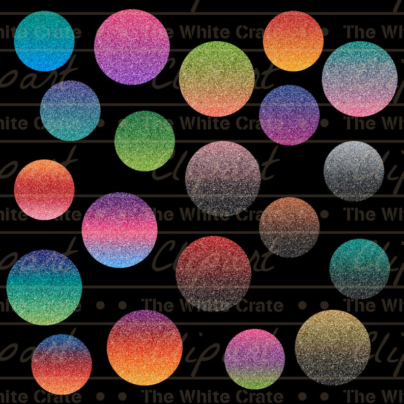 20 Colors Gradient Glitter Circle Clipart, Colorful Round Sparkling ...