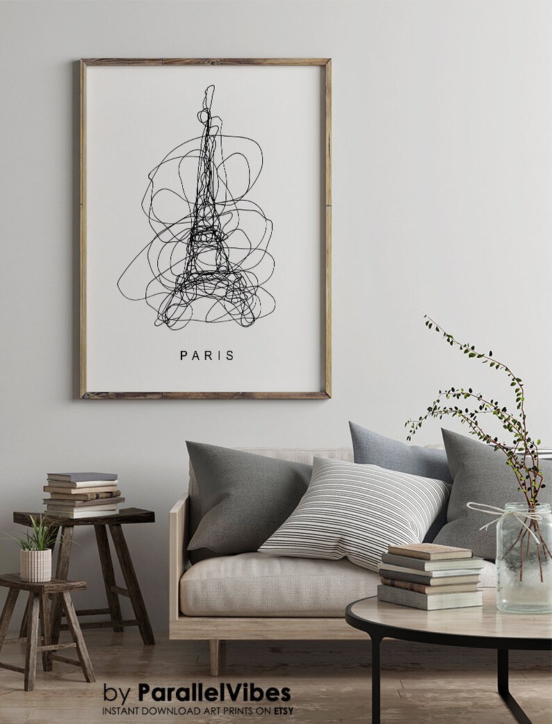 Eiffel Tower Hand Drawn Line Art Paris Print Eiffel Tower - Etsy