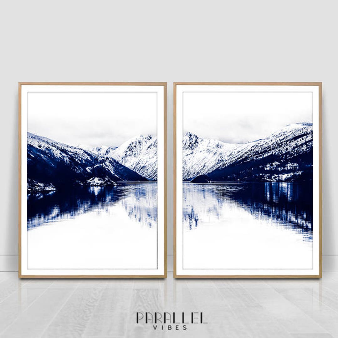 Mountain Above the Lake ,minimalist Art, Mountain Print, Modern Art ...