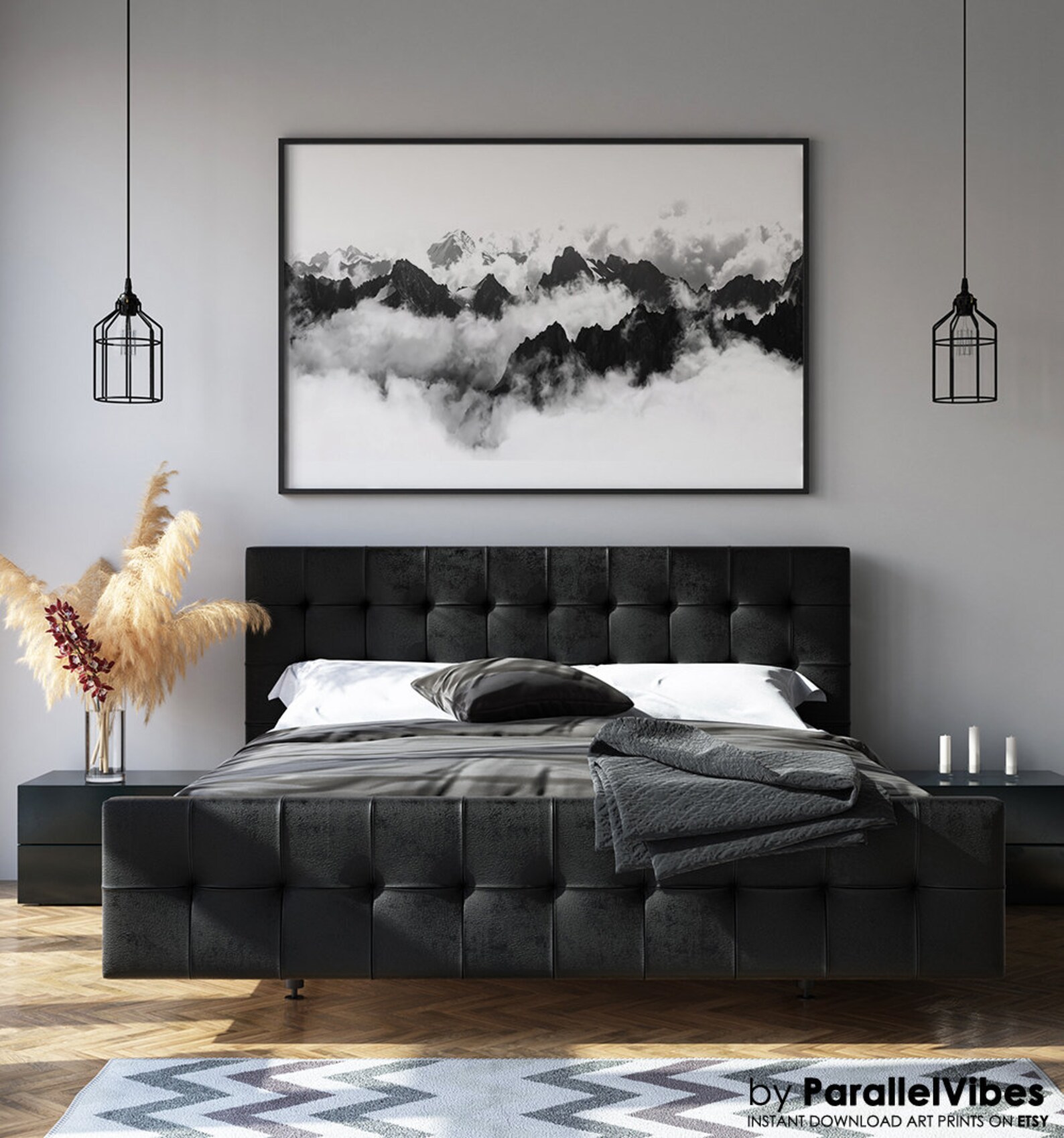 Mountain Peaks Between the Clouds,horizontal Print, Set of Two,mountain ...