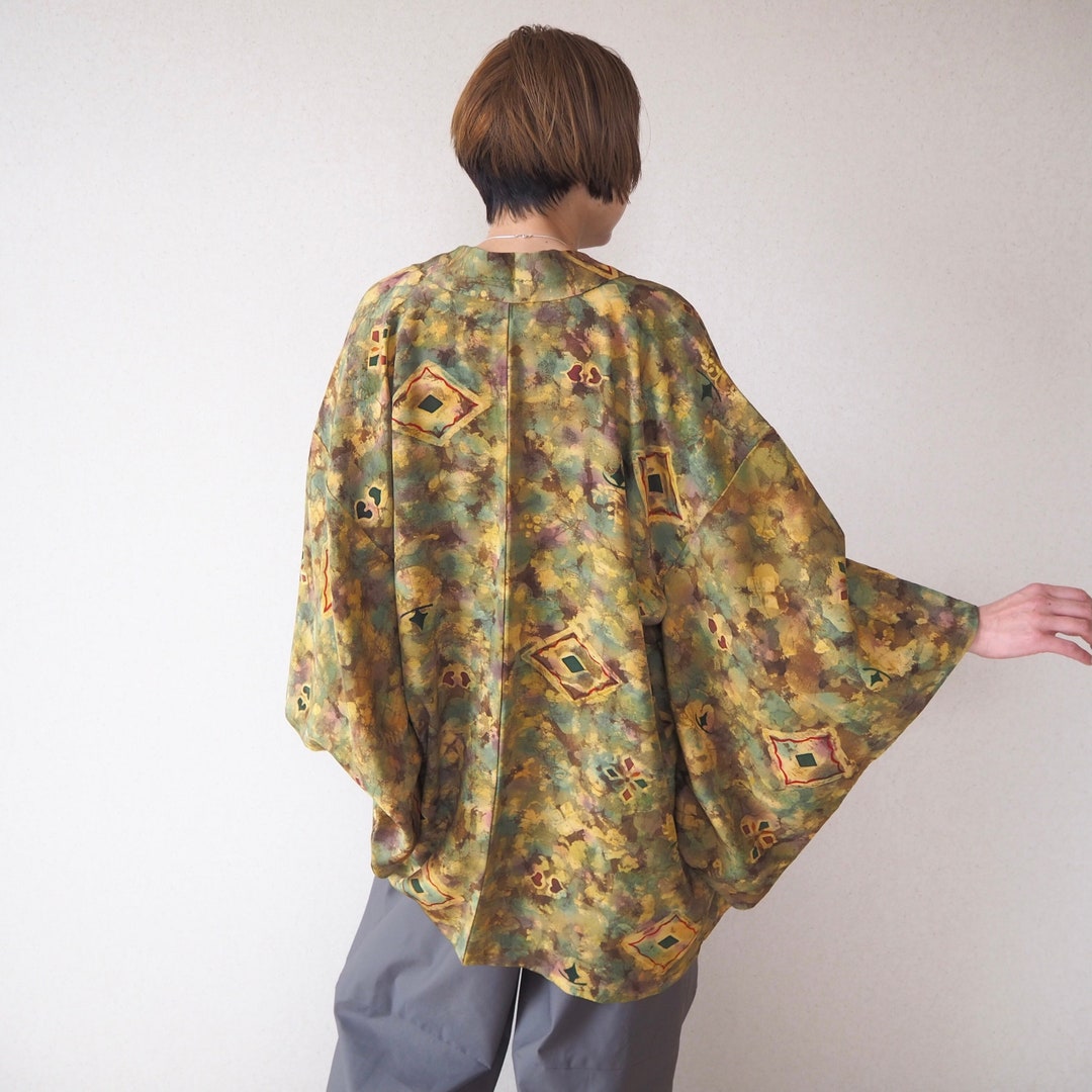 Japanese vintage Haori, blue Haori men, safari color, Haori, silk ...
