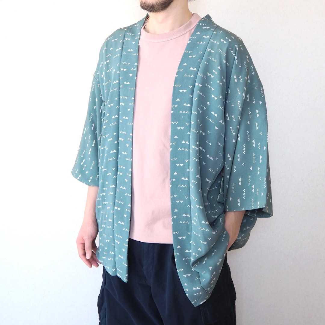 Japanese Vintage Haori, Blue Haori Men, Spring Colour Haori, Silk ...