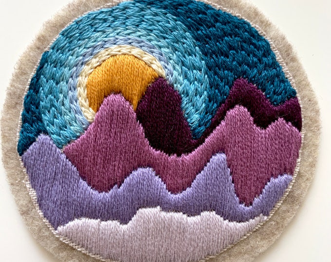 Mountain Sunrise Hand Embroidered Patch - CUSTOM OPTION - Etsy