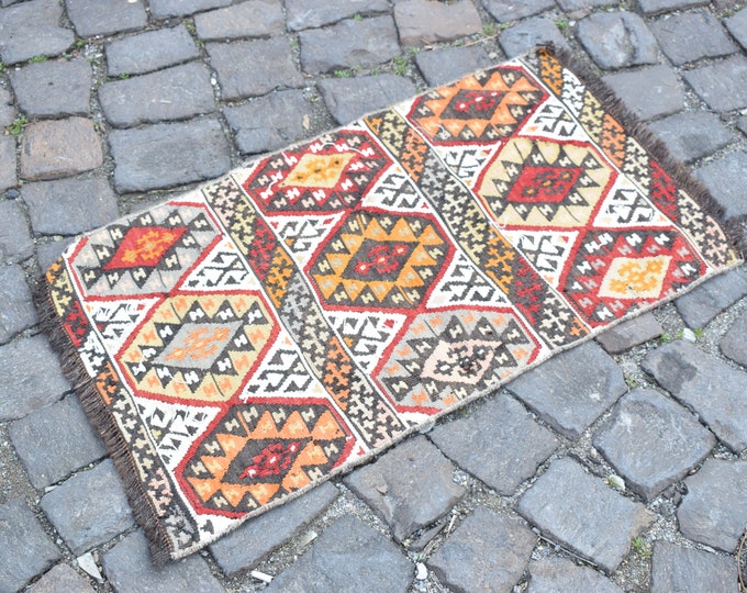 Small Kilim Rug, Striped Kilim Rug, Doormat Rug, Bathroom Rug, Turkish ...