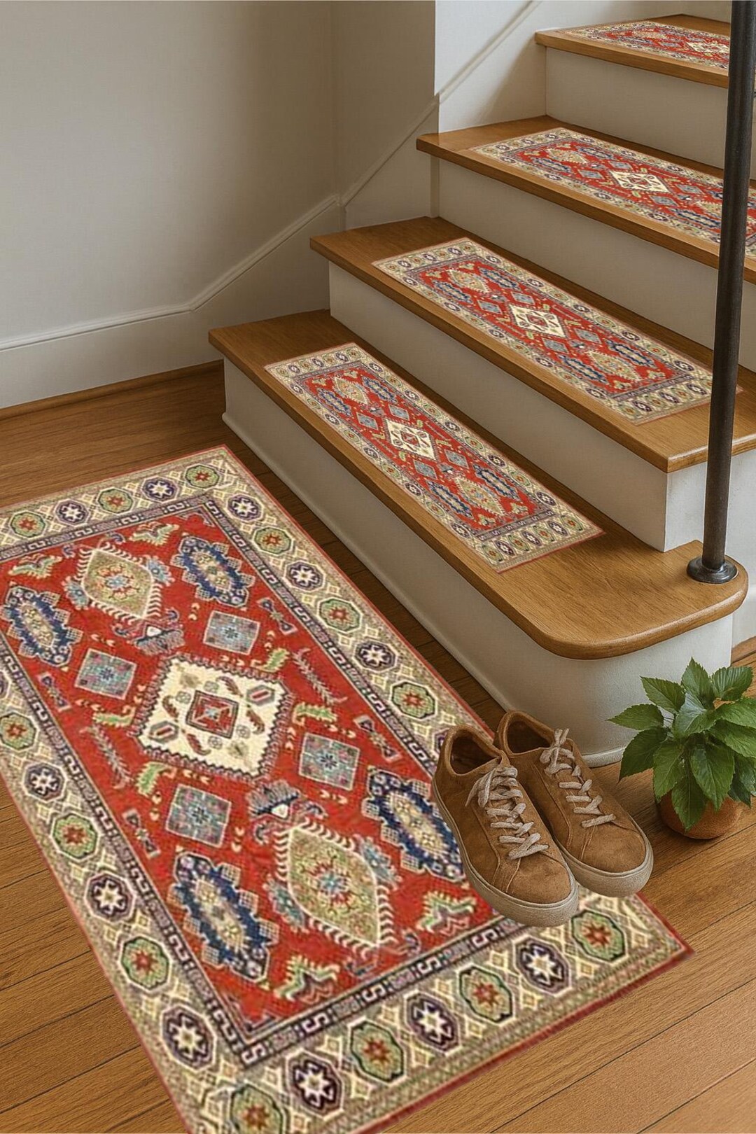 Turkish Stair Mat, Bohemian Stair Treads, Indoor Stair Mat, Modern ...