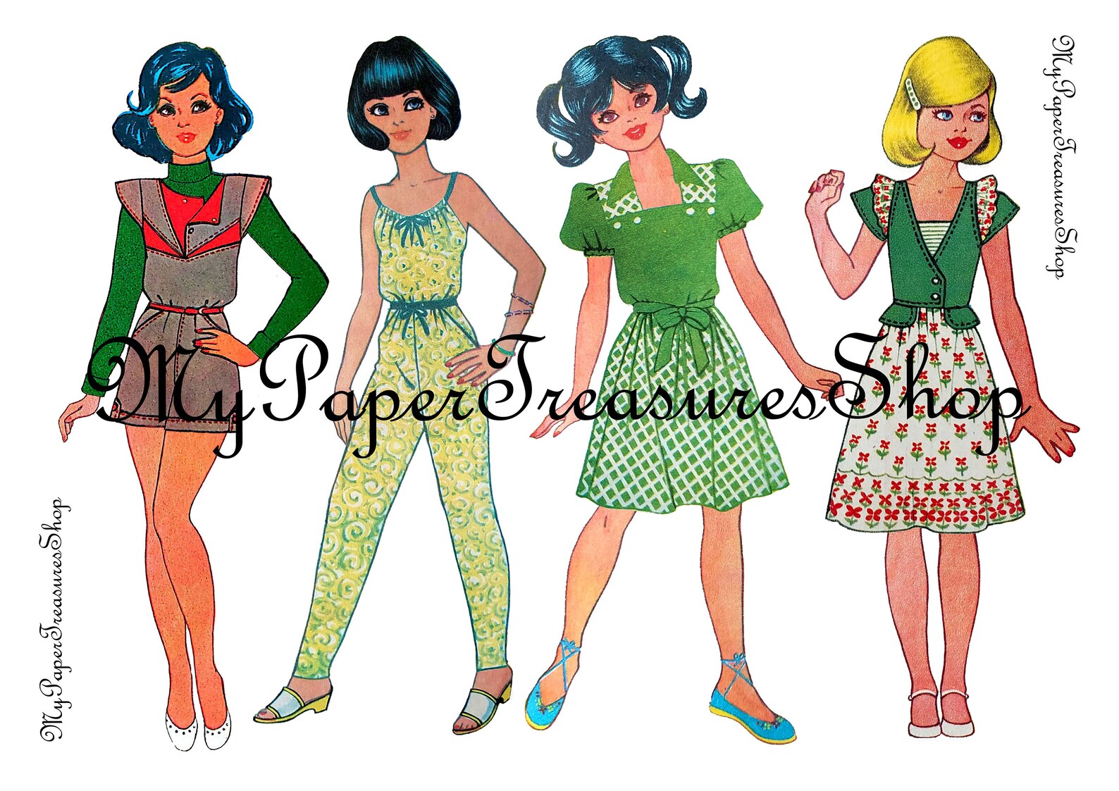 Vintage Printable Paper Dolls Retro Eighties Fashion Girls Collage ...