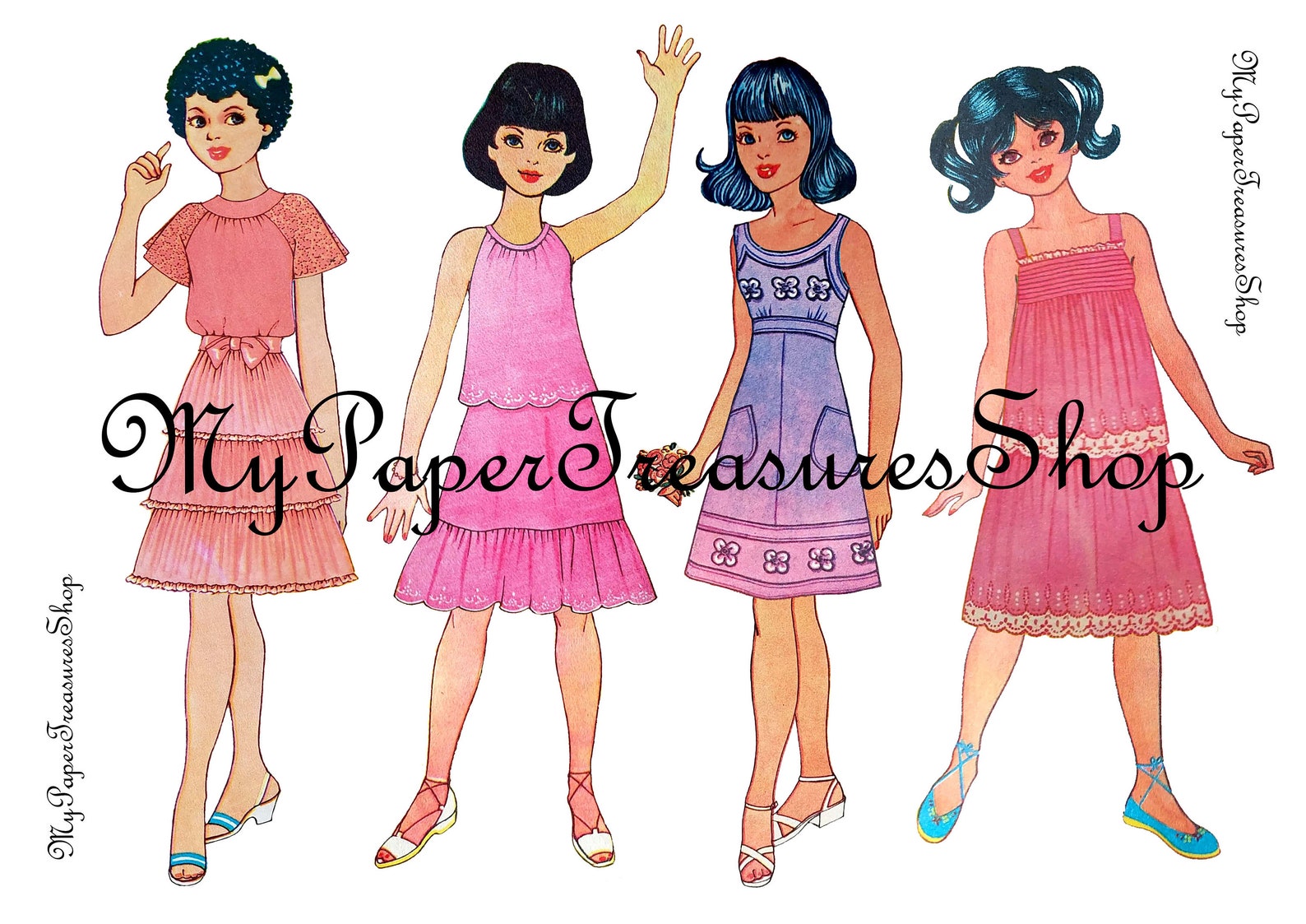 Vintage Printable Paper Dolls Retro Eighties Fashion Girls Collage ...