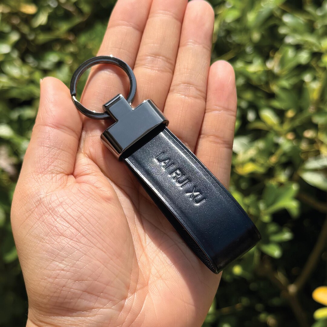 Personalized Leather Keychain, Custom Engraved Keyring, Anniversary ...