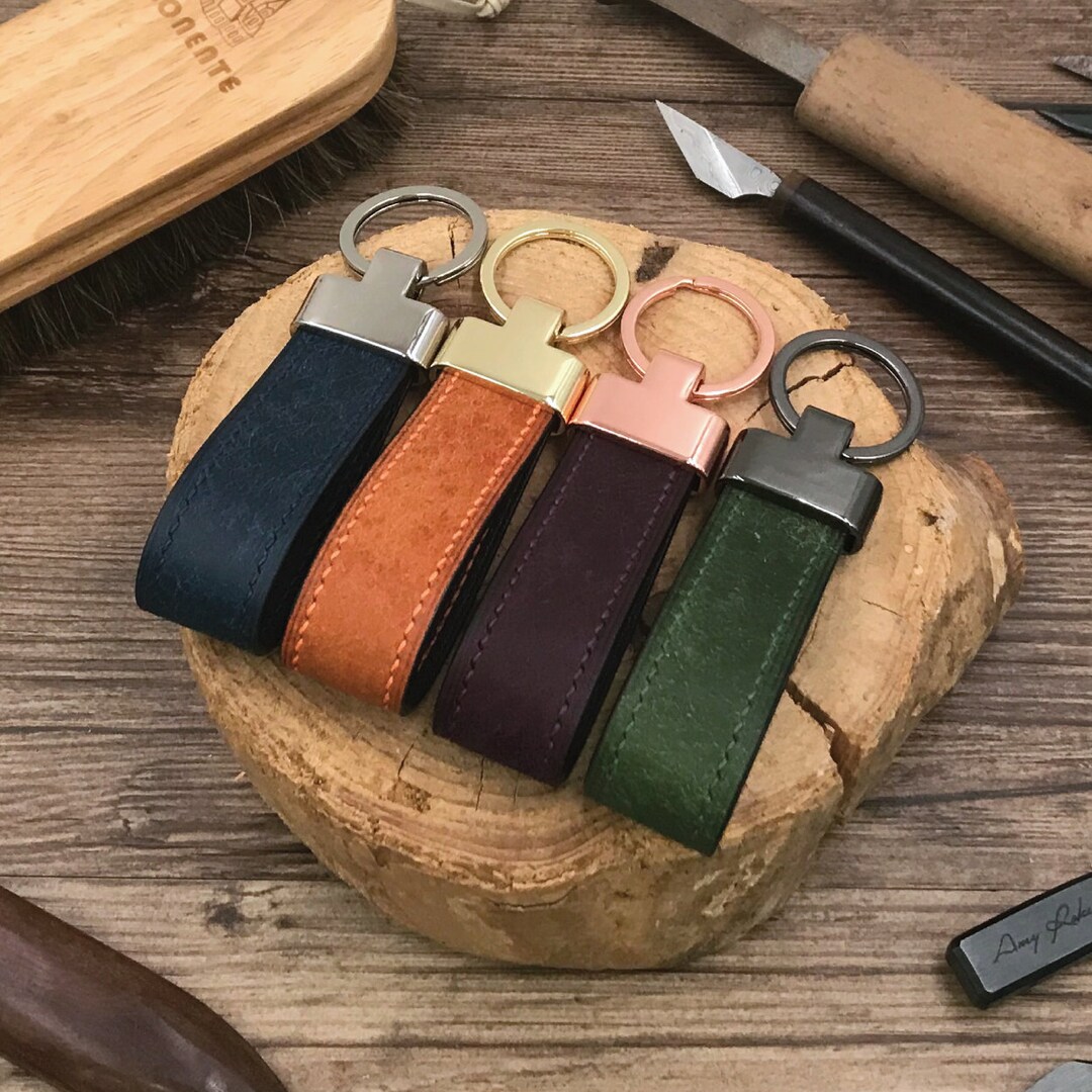 12-colors Pueblo Leather Key Ring Keychain Monogrammed Key Fob ...