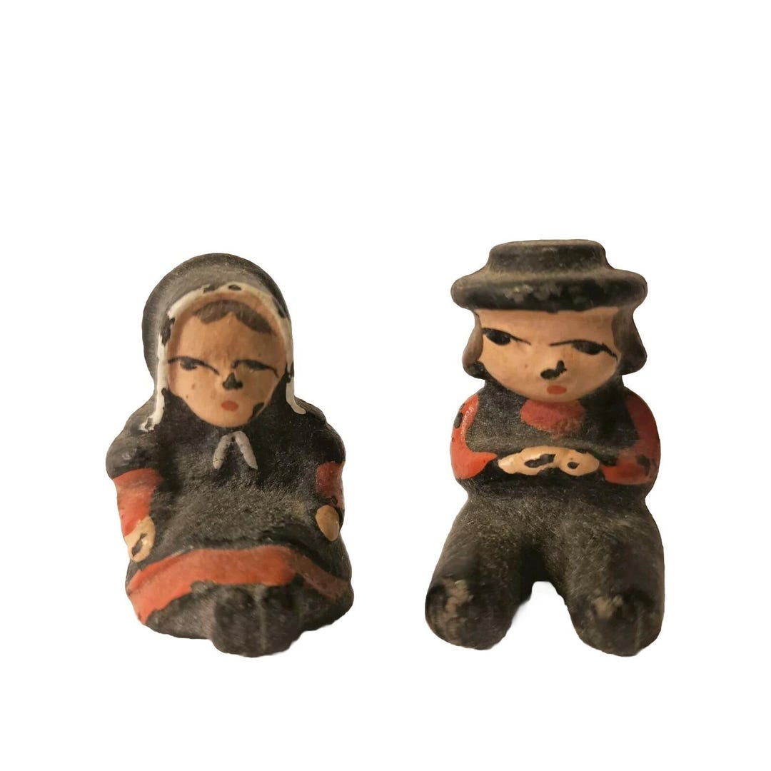 Vintage Cast Iron Amish Boy and Girl Miniature Figurines 1.25"h ...