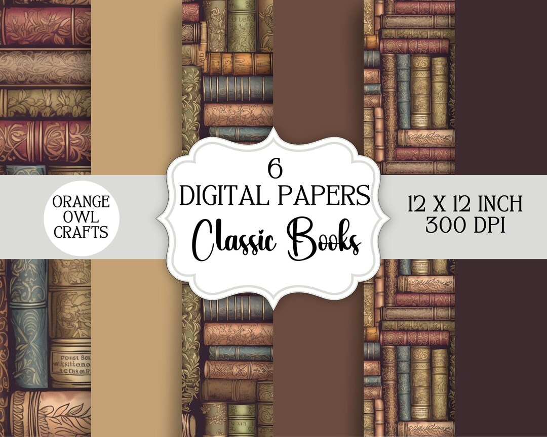 Classic Books Digital Paper Pack - Etsy