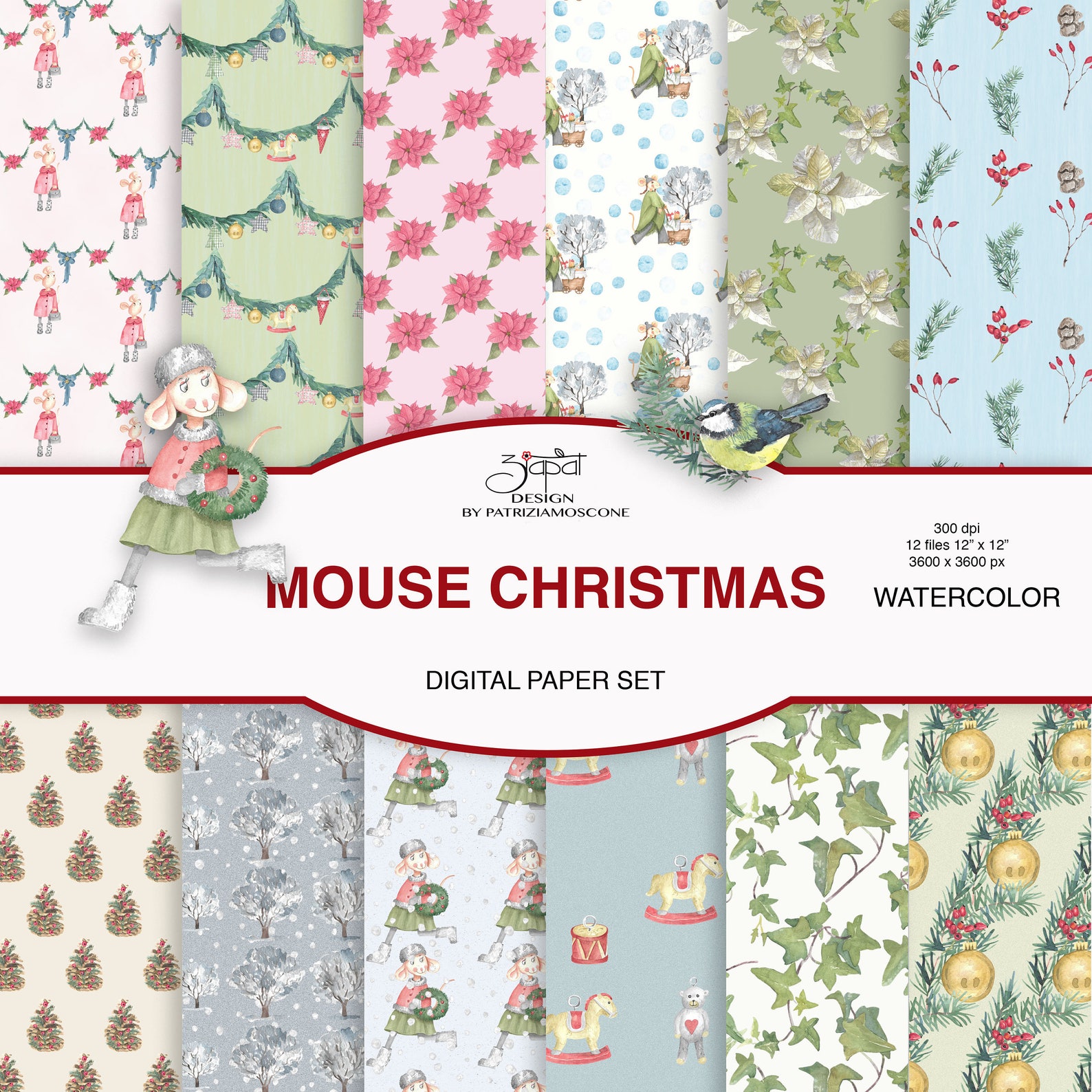 Christmas Mice - Paper - Etsy
