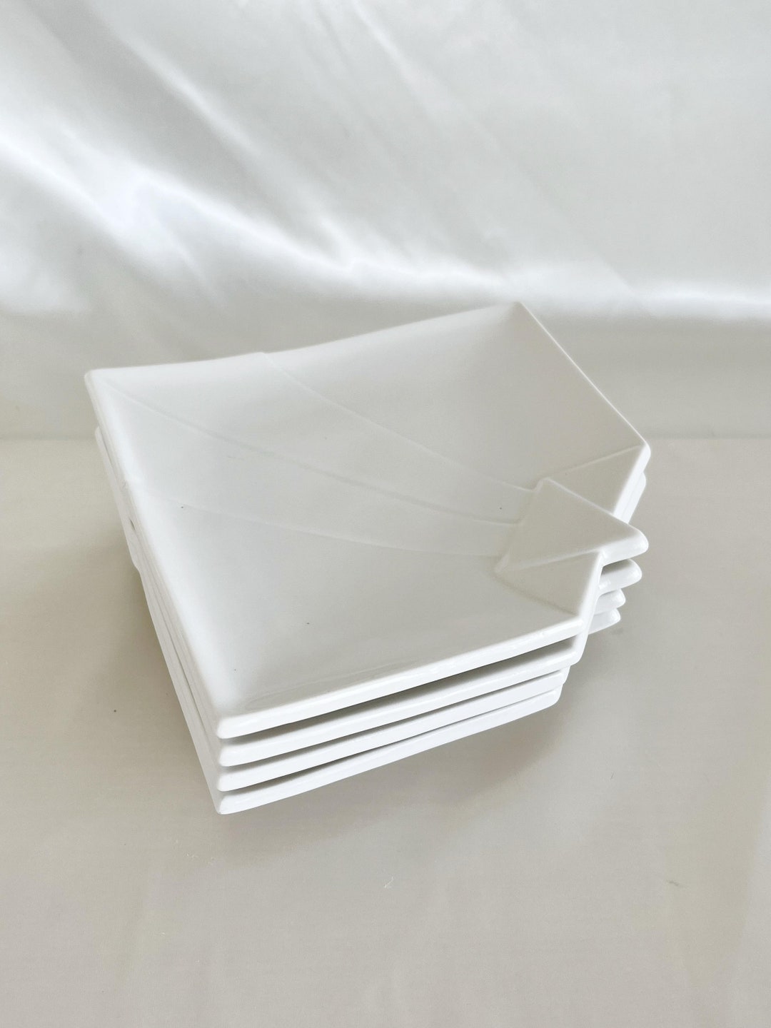 Set of 4 Japanese Origami Plate, Japanese Ceramic Plate, Minimalist ...