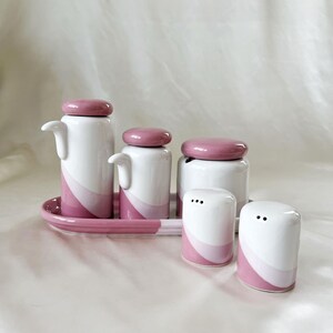 Pink Ceramic Cruet Set, Olive Oil / Vinegar / Soy Sauce / Chili Oil ...
