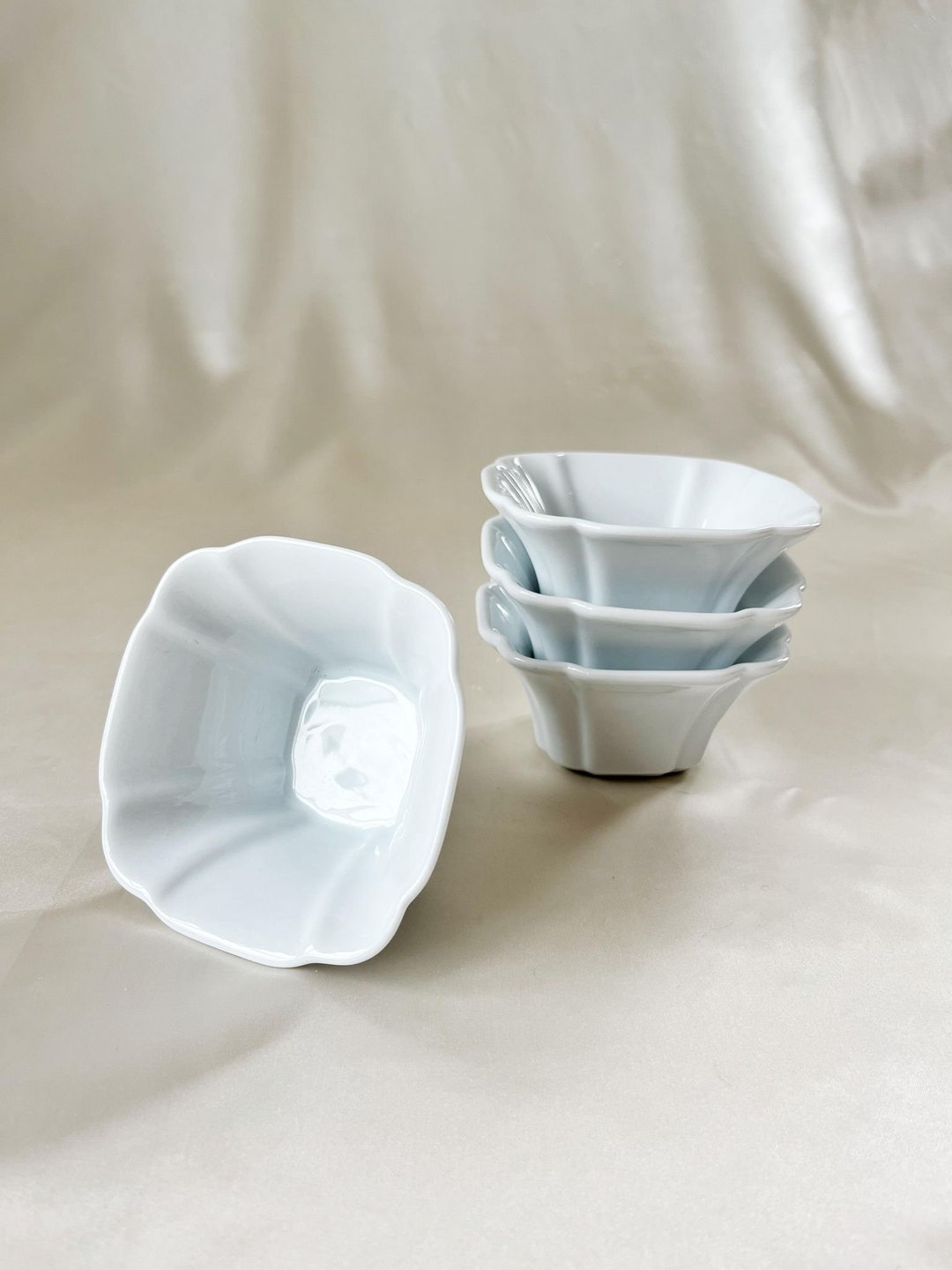 Set of 4 Small White Ceramic Bowls, Minimalist Bowls, Minimalist ...