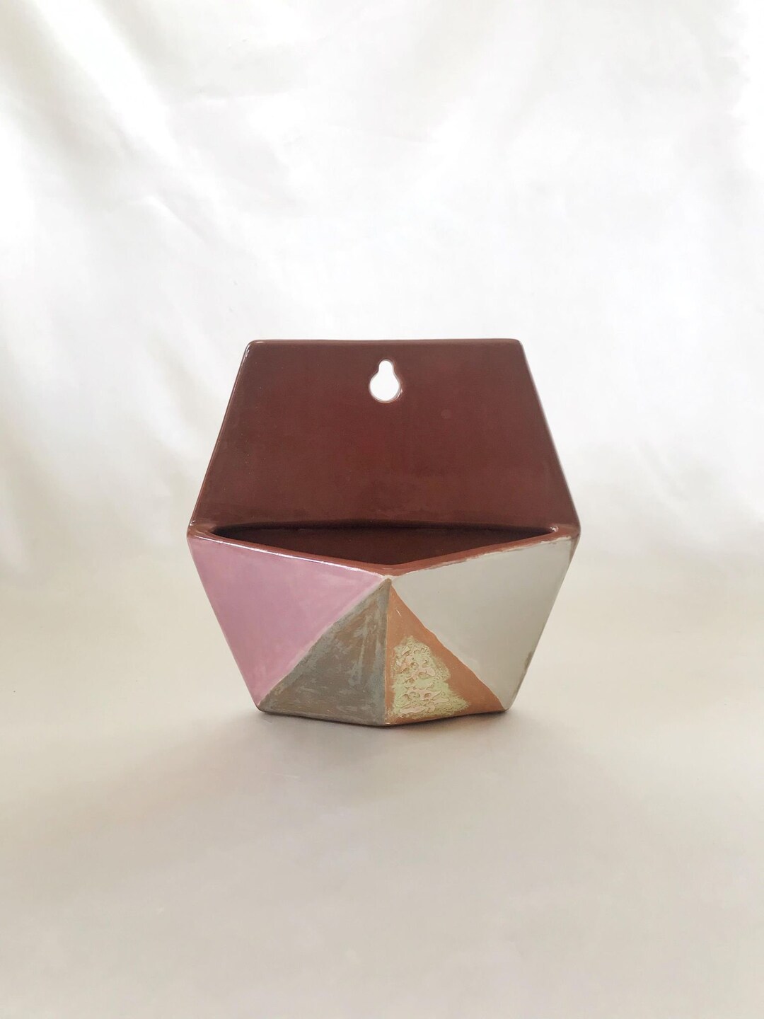 Geometric Ceramic Wall Planters, Wall Mountable Plant Pot, Creative ...