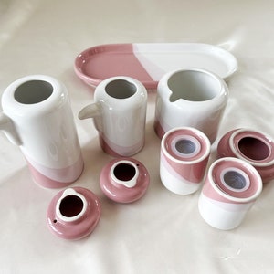 Pink Ceramic Cruet Set, Olive Oil / Vinegar / Soy Sauce / Chili Oil ...