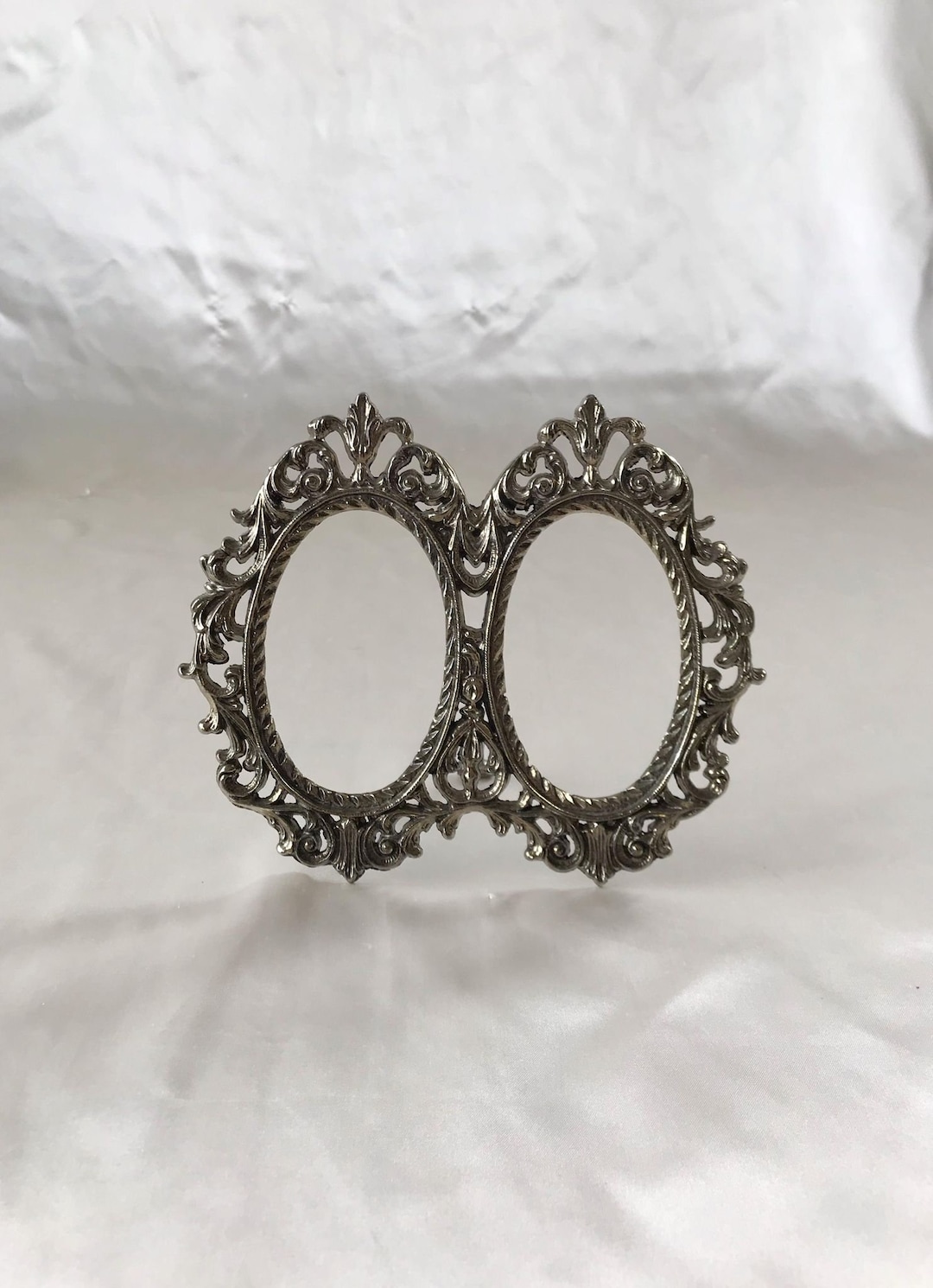 Oval Ornate Metal Frame, Double Oval Frame, Vintage Picture Frame ...