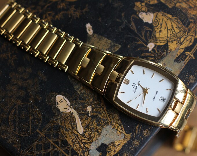Vintage Men's Watch Belmond Wristwatch With Date Display Gold Plated - Etsy