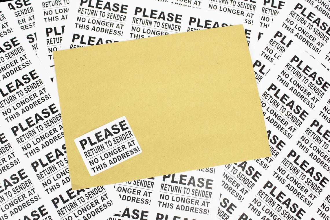 Please return to sender labels / stickers 63.5mm x 46.6mm. 18 | Etsy