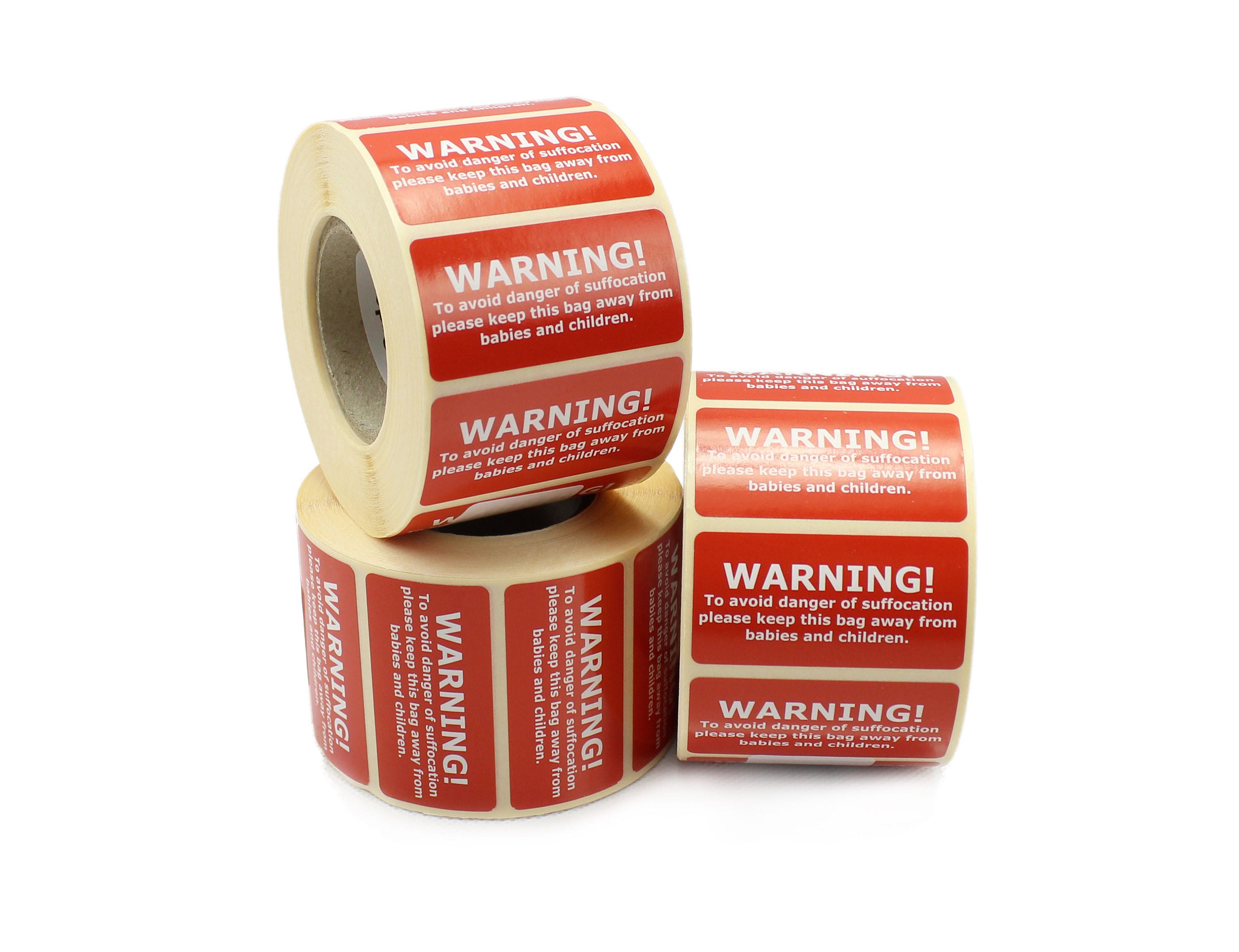 1000 Plastic bag Warning labels / stickers. 50mm x 25mm. Red | Etsy