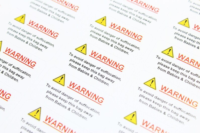 Warning Hazard Bag suffocation labels / Stickers 65 labels | Etsy