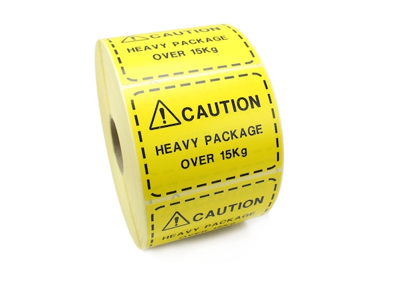 Caution Heavy Package Over 15kg. Bright Yellow Shipping Labels | Etsy