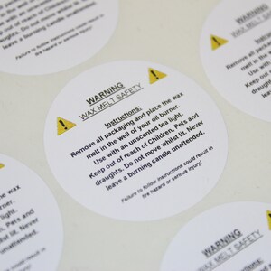 37mm Circle Wax Melt Warning / Safety Labels / Stickers. 35 per Sheet ...