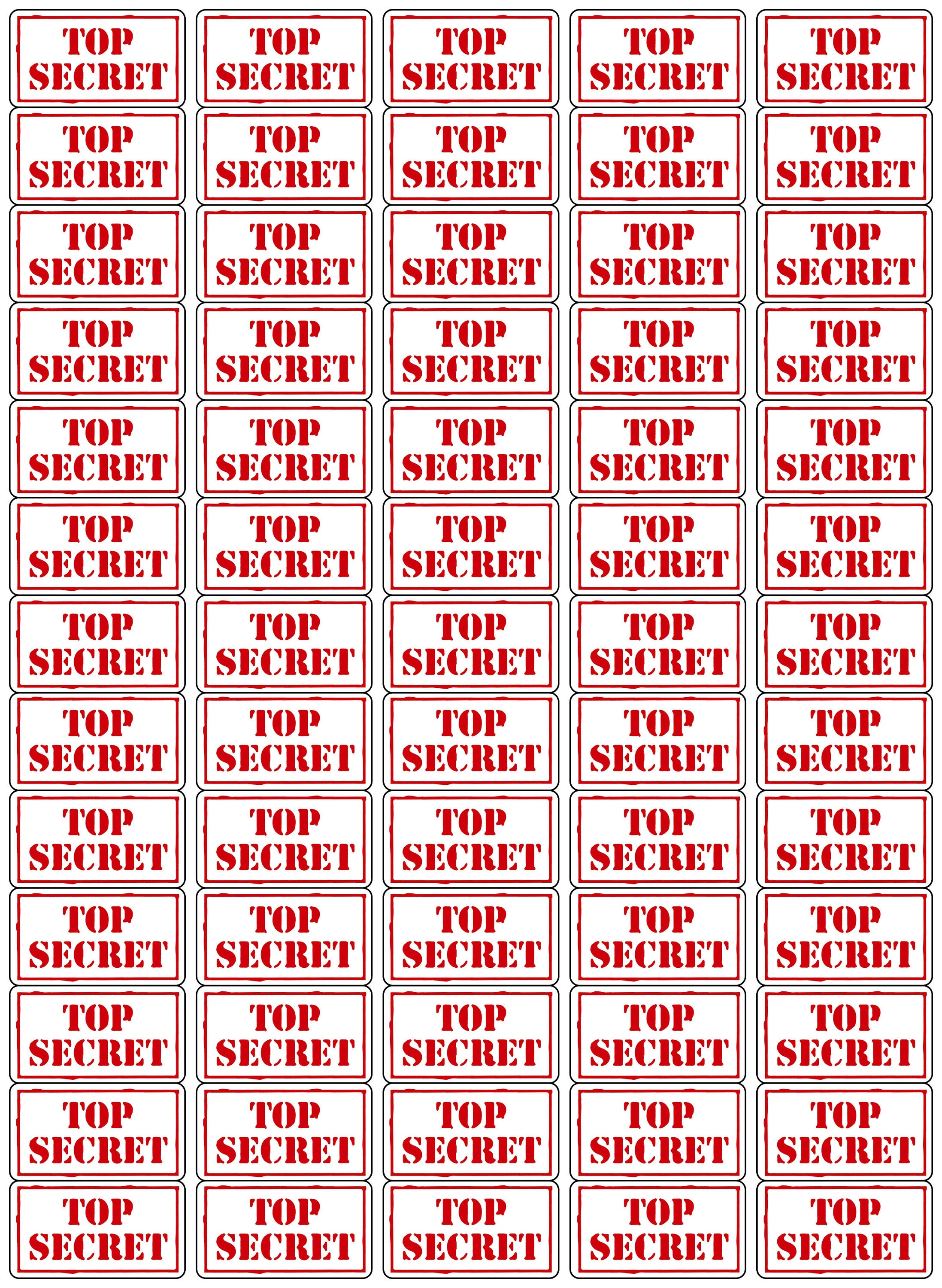 Top Secret Labels / Stickers. 65 Labels per Sheet. Ideal for a - Etsy UK