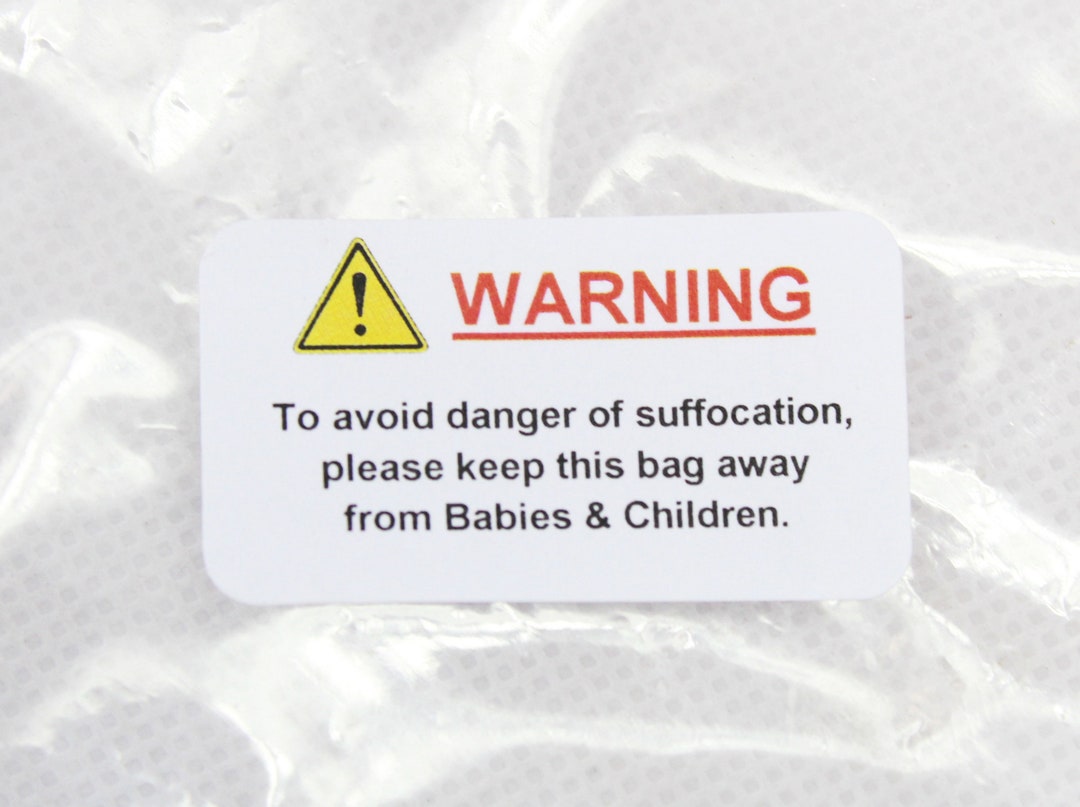 Warning | Hazard, Bag Suffocation Labels / Stickers, 65 Labels per ...