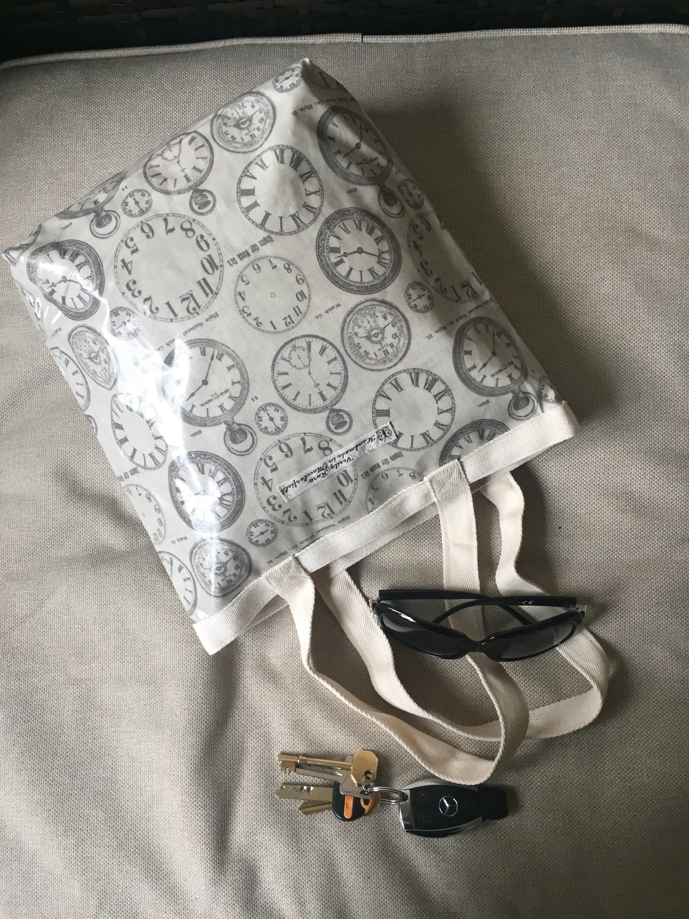 Clock Lunch Bag Tote Bag Medium Tote Bag Clock Shopping - Etsy