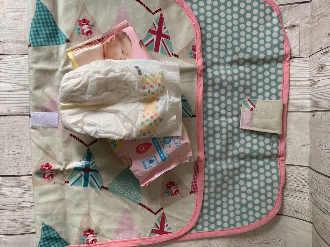 Baby Changing Mat Pink Portable Changng Pad Mint Fold up - Etsy