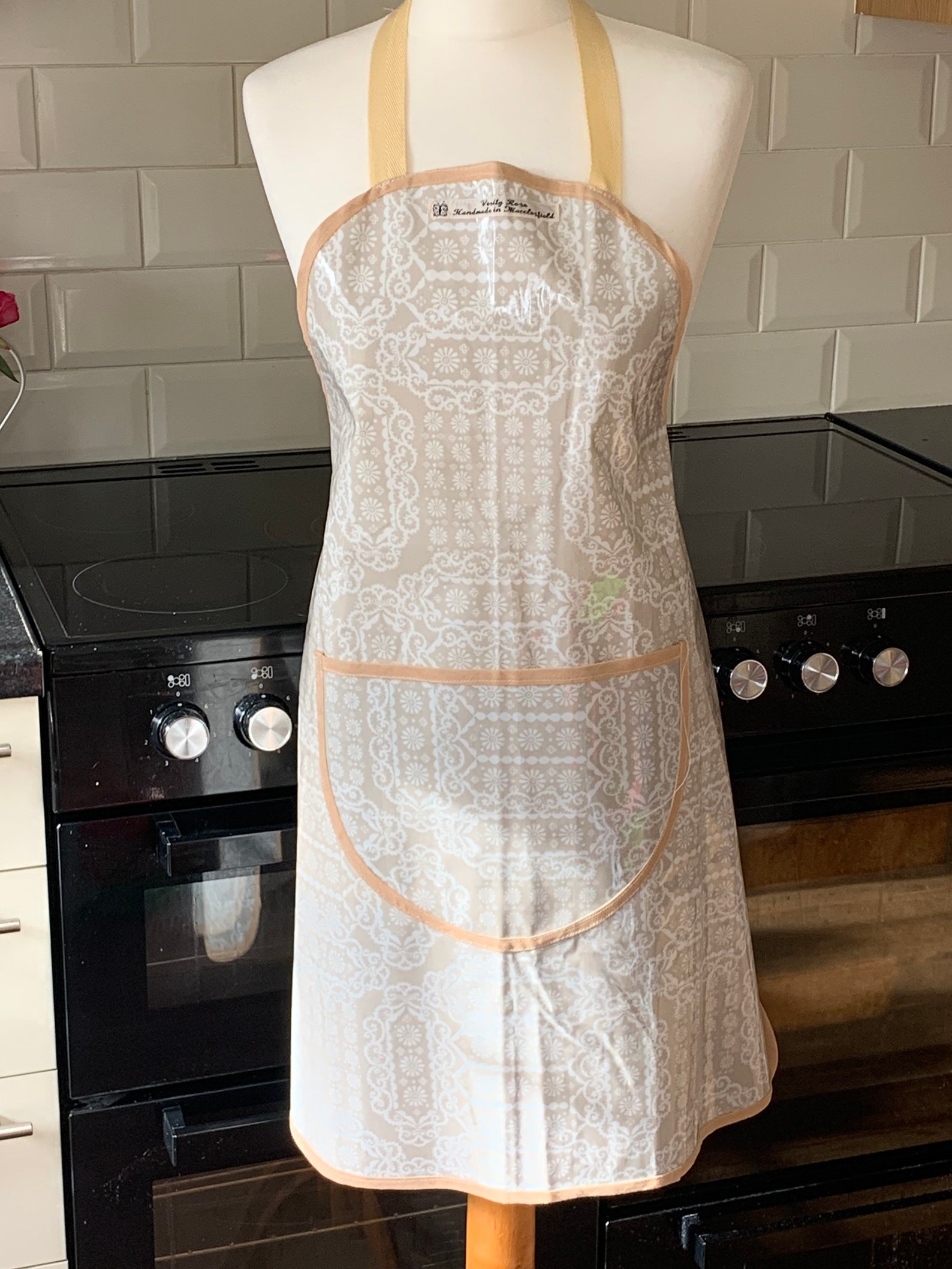 Oilcloth Adult Apron Beige Apron Wipeable Apron Handmade - Etsy