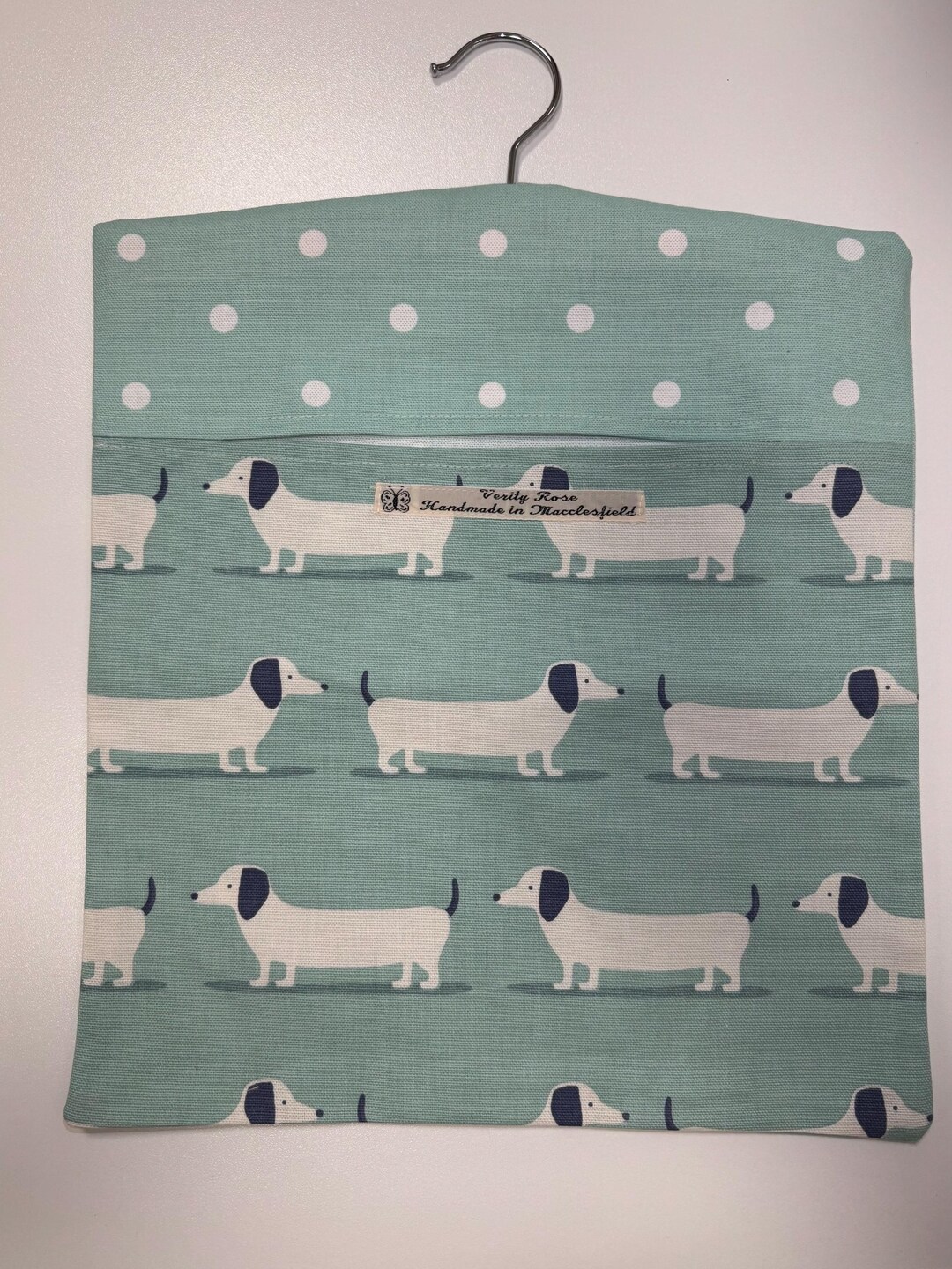 Sausage Dog Cotton Peg Bag: Mint Green Laundry Storage - Etsy